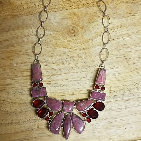 Home Made | Jewelry | Pink Adamantine And Faux Ruby Necklace | Poshmark